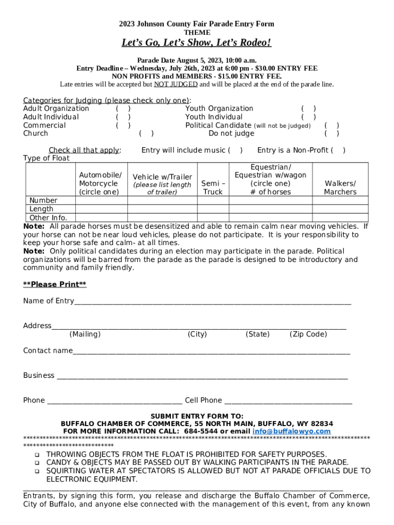 Let's Go, Let's Show, Let's Rodeo! JC Fair and Rodeo Parade Doc Template | pdfFiller