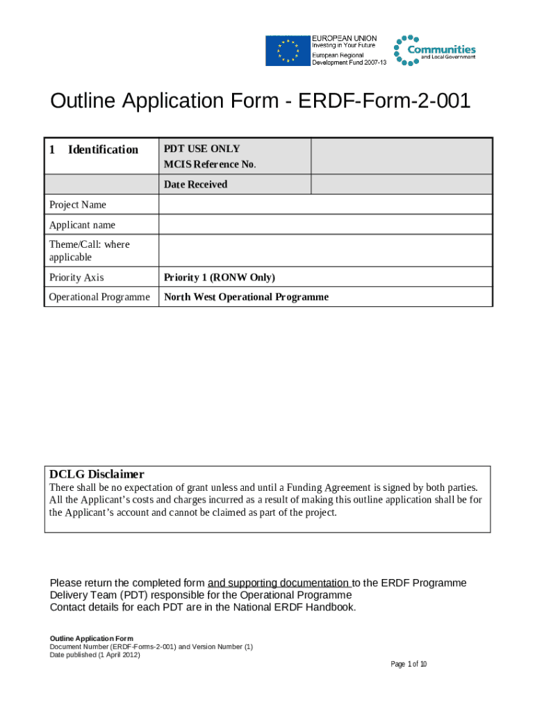 Outline Applications . ERDF Doc Template | pdfFiller