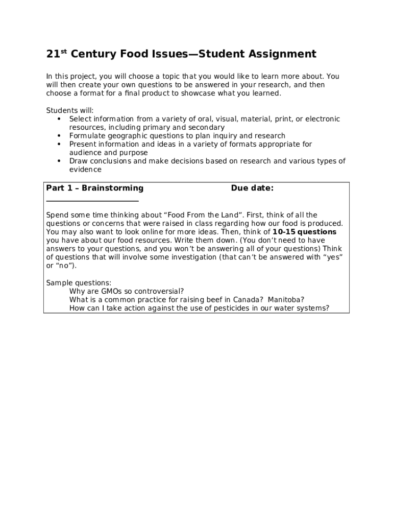 Most Talked Food Research Topics of the 21st Century Doc Template ...