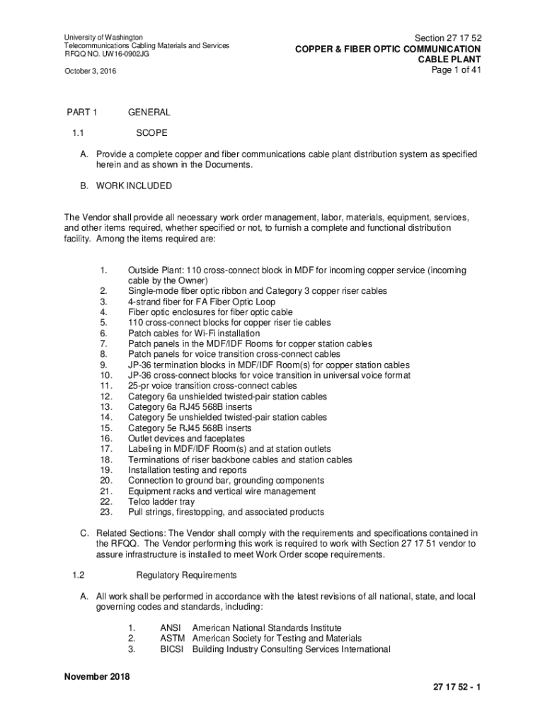 Fillable Online itconnect uw Copper & Fiber OPTIC COMMUNICATION Cable ...