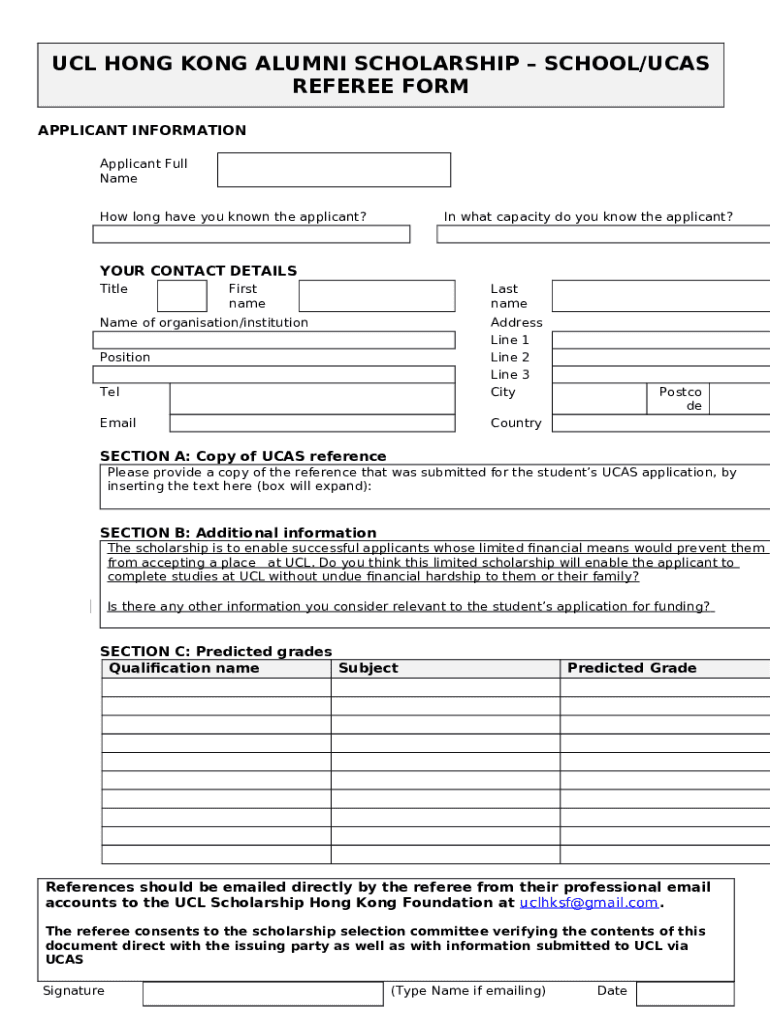 UCL Hong Kong Alumni Scholarship Personal Statement Doc Template ...