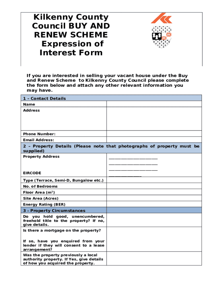 Repair and Leasing Scheme Enquiry Kilkenny ... Doc Template | pdfFiller