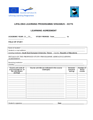 Online Learning Agreement Student Mobility for Studies Doc Template ...
