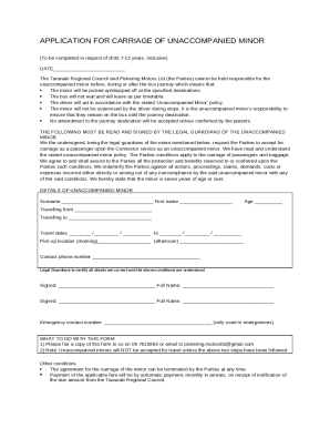 InterCity UNACCOMPANIED Minor Doc Template | pdfFiller