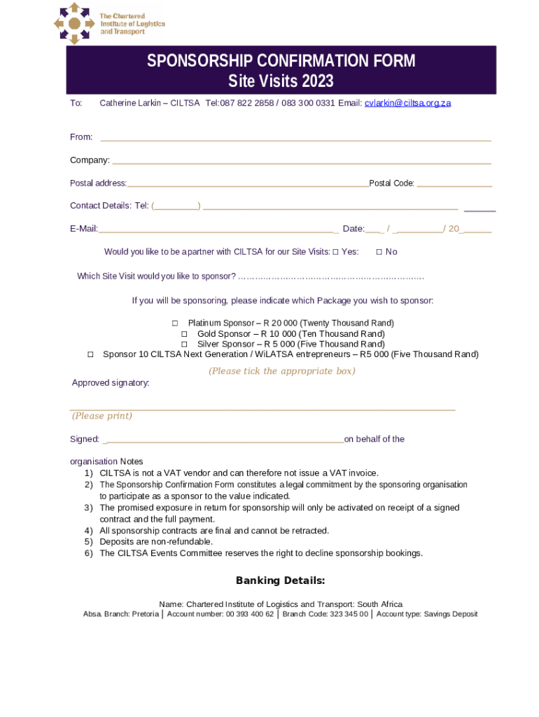 Sponsorship-Confirmation- Doc Template | pdfFiller