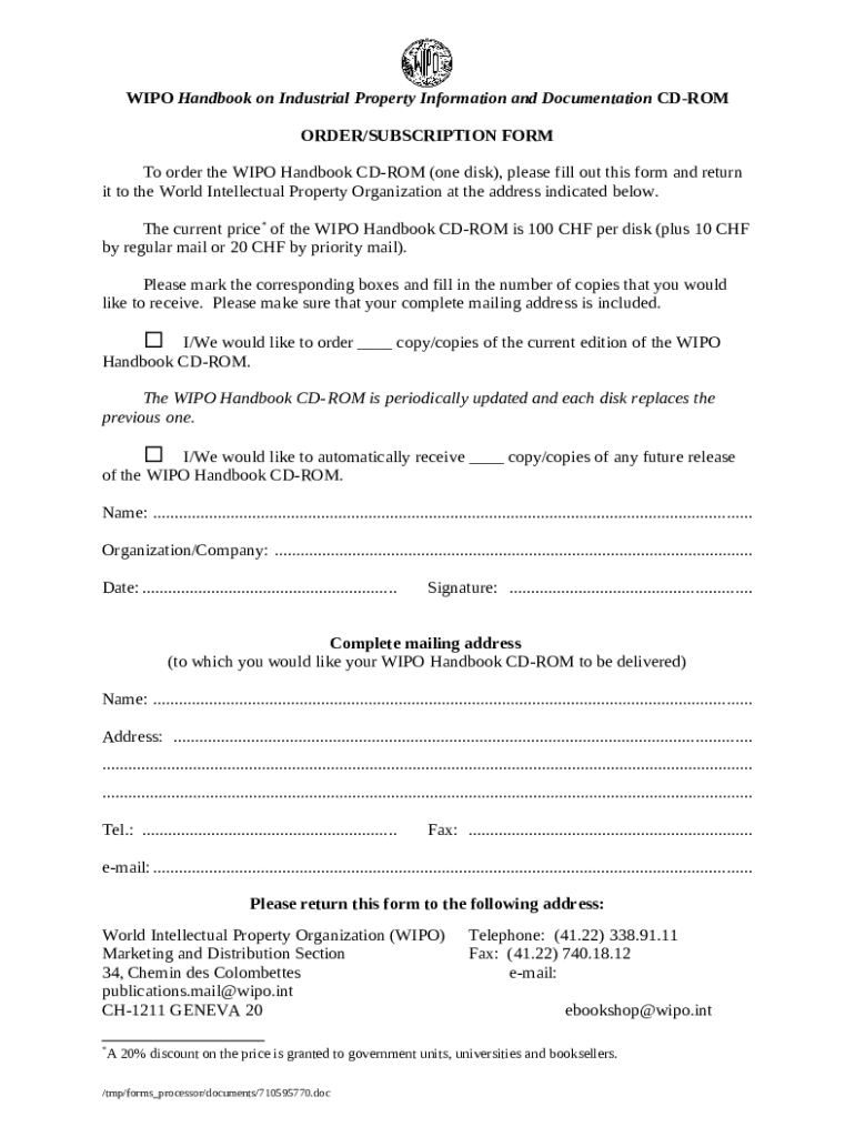 Order/Subscription Doc Template | pdfFiller