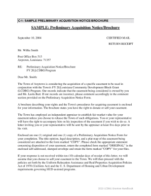 Fillable Online SAMPLE: Preliminary Acquisition Notice/Brochure Fax Email Print - pdfFiller