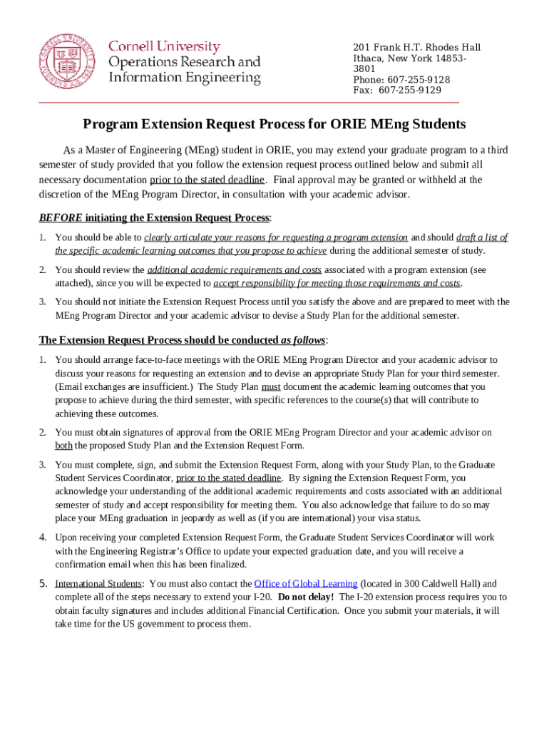 Program Extension Request Process for ORIE MEng ... Doc Template ...