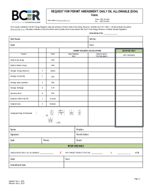 Daily Oil Allowable Permit Amendment Application Doc Template | pdfFiller