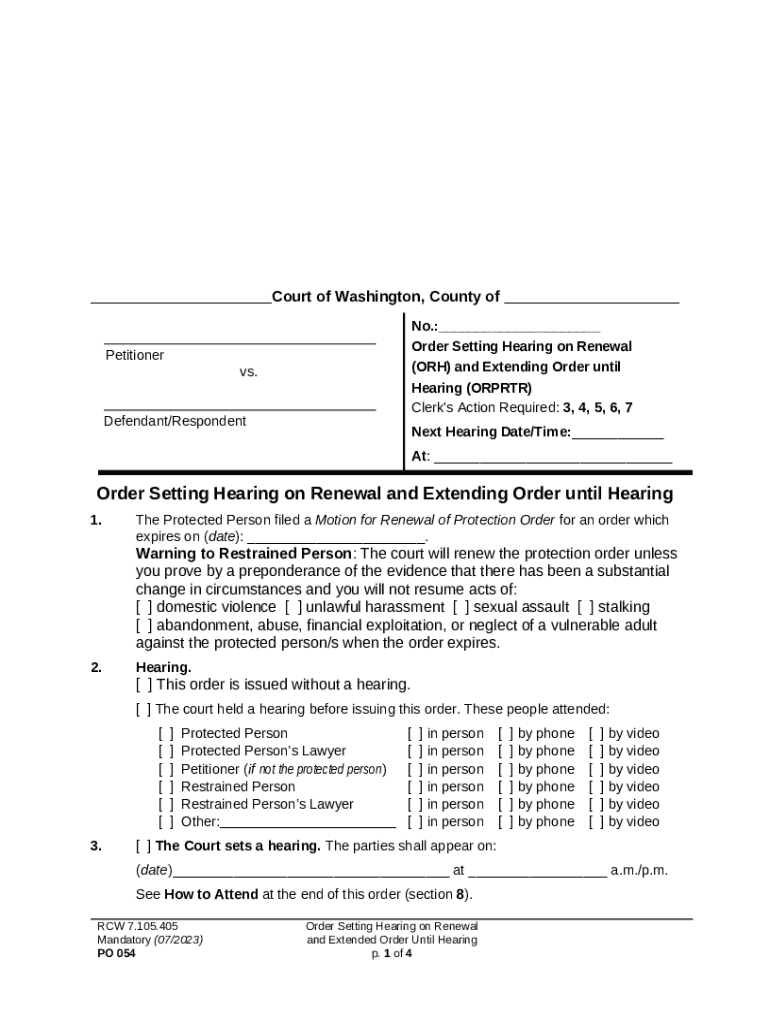 PO 054 Order Setting Hearing on Renewal and Extending ... Doc Template ...