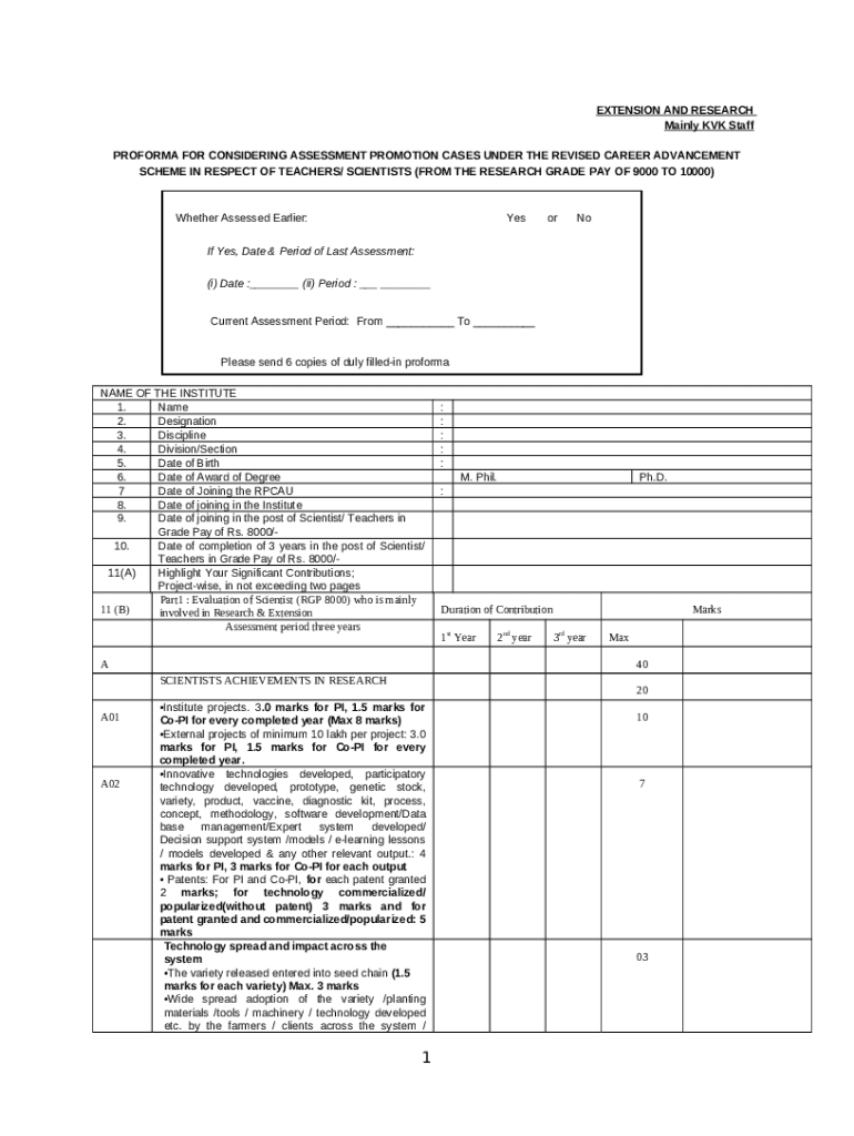 ICAR Scientists: Pay Package & Career Advancement... Doc Template ...