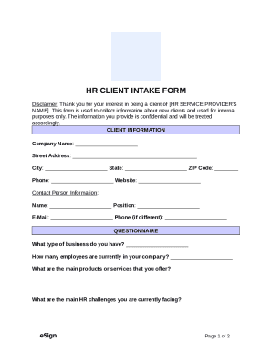 HR Client Intake Doc Template | pdfFiller