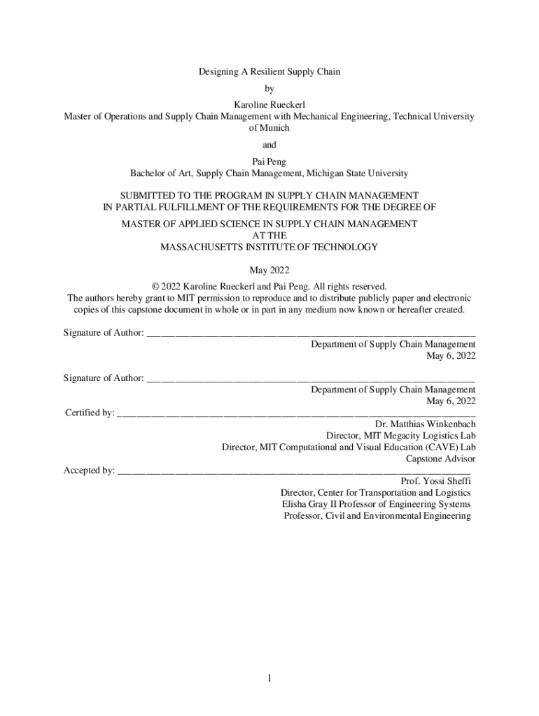 Fillable Online dspace mit Designing A Resilient Supply Chain by Karoline Rueckerl Master of ...