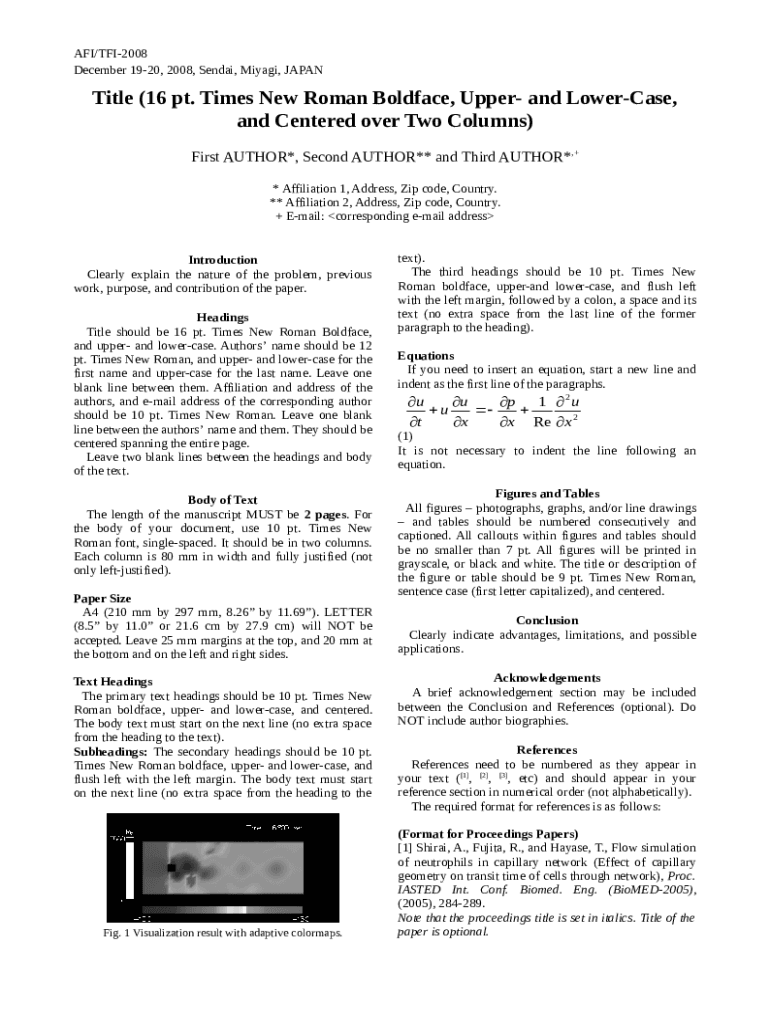 Title (16 pt. Times New Roman Boldface, Upper Doc Template | pdfFiller