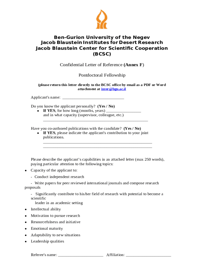 Postdoctoral Fellow job with Ben-Gurion University ... Doc Template | pdfFiller