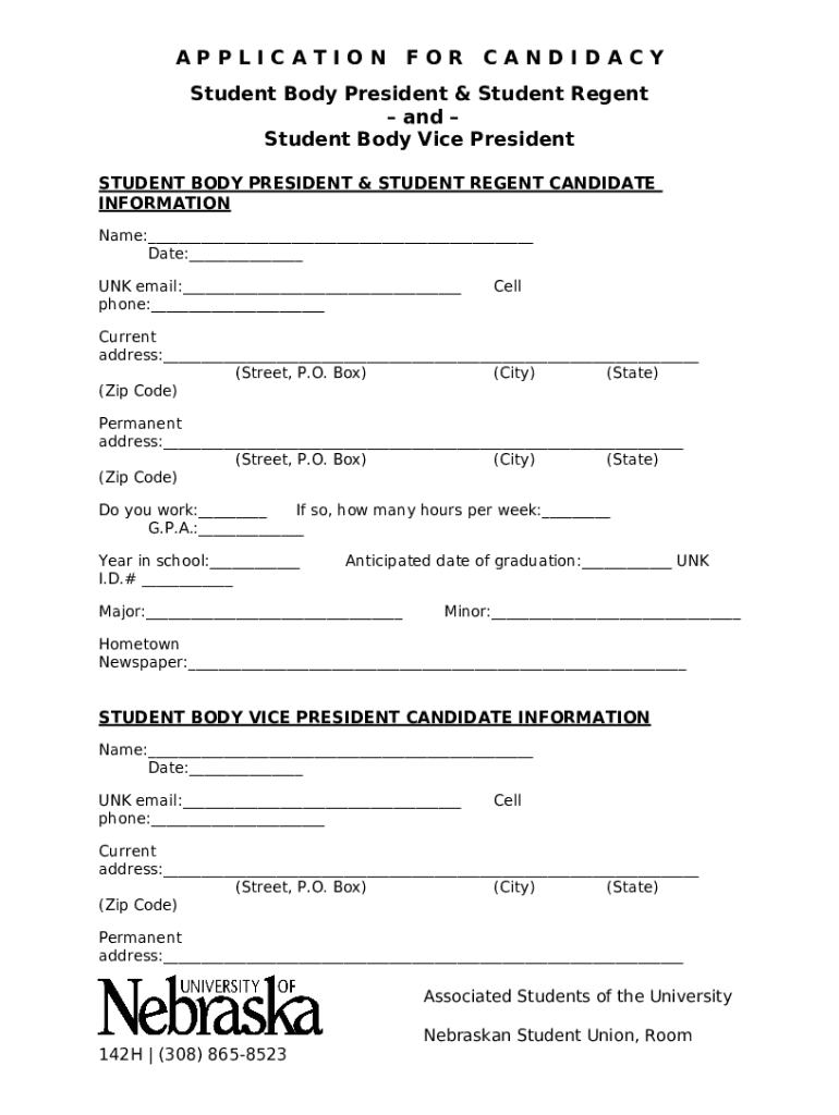 UNM Student Regent Application for Graduate Applicants Doc Template ...