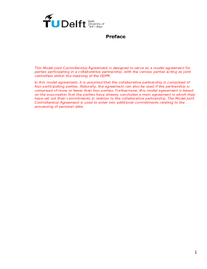 GDPR template joint controllership agreement Doc Template | pdfFiller