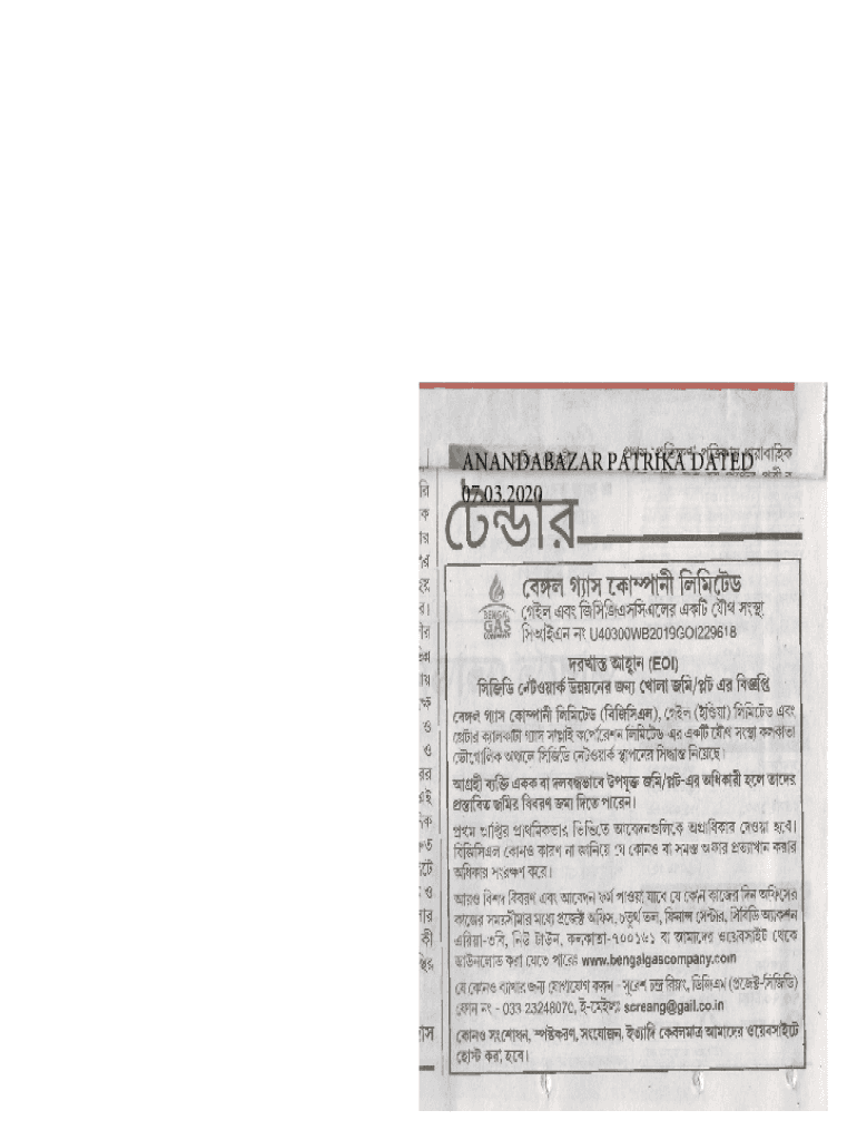 Fillable Online Bengal Gas Company Limited (BGCL) Fax Email Print ...