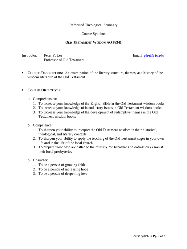 Free Seminary CourseOld Testament History and Theology Doc Template ...