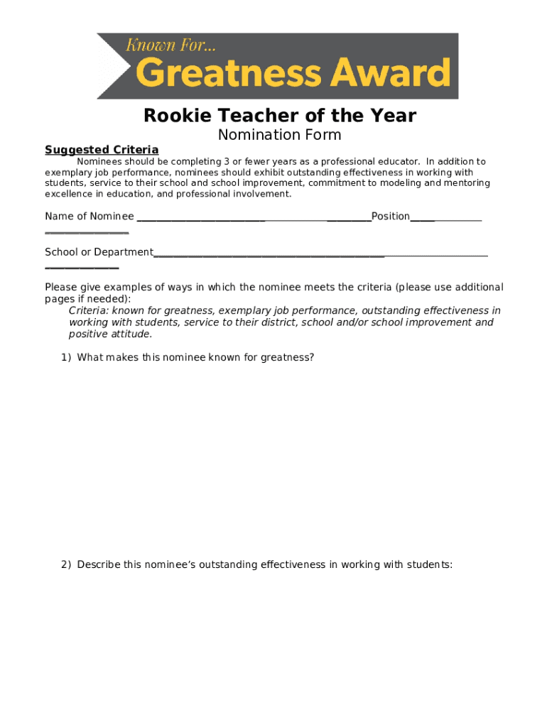Requirements for Teacher of the Year and Early Career ... Doc Template ...
