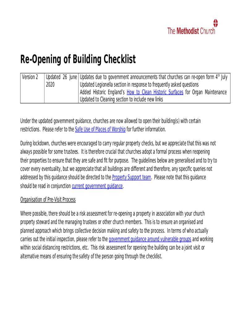 Re-Opening Check List Template for Communities of Faith Doc Template ...