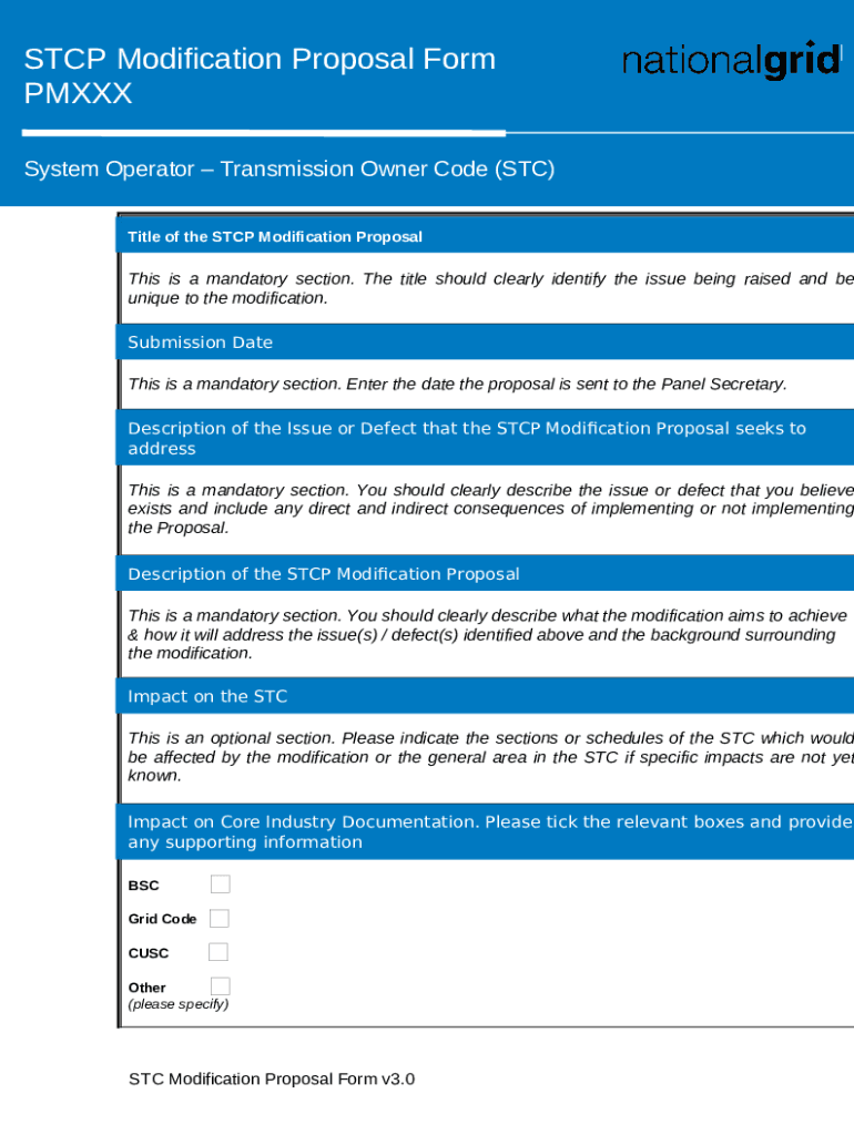 STCP Modification Proposal Doc Template | pdfFiller