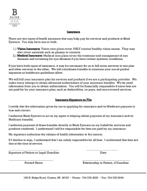 Fillable Online Patient Information Form - Blink Eyecare Fax Email ...