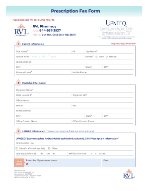 Fillable Online RVL-Pharmacy-Fax-Form.pdf Fax Email Print - pdfFiller