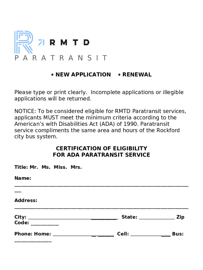PARATRANSIT BASE NEW APPLICATION CHECKLIST Doc Template | pdfFiller