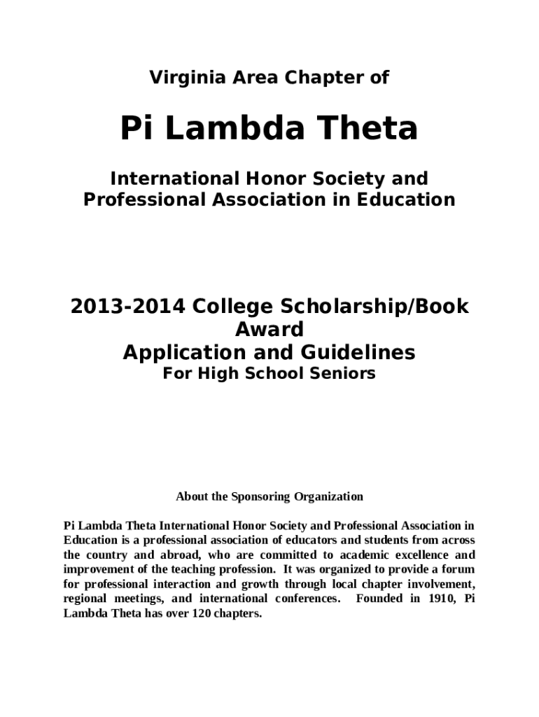 Pi Lambda Theta International Honor Society and Professional Association in Education Doc ...