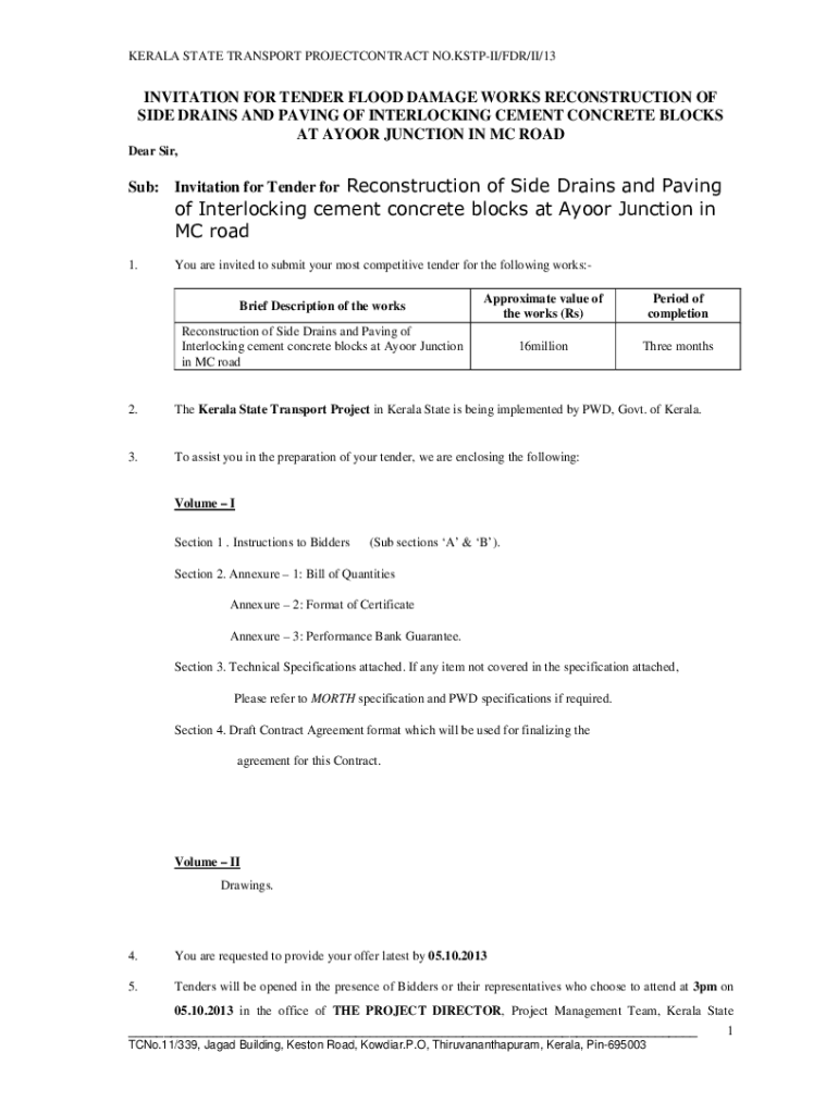 Fillable Online Active TendersKSTP - Kerala State Transport Project Fax Email Print - pdfFiller