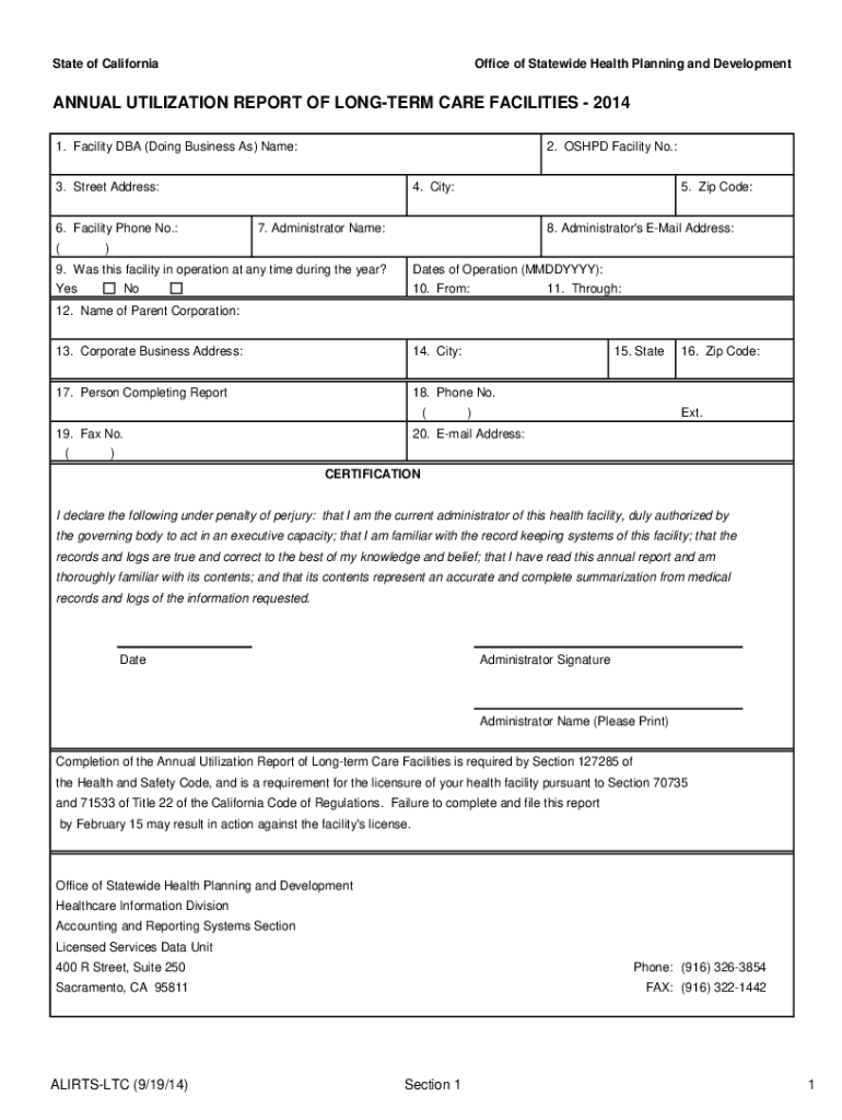 Fillable Online Long-term Care Facilities Annual Utilization Data - Dataset Fax Email Print ...