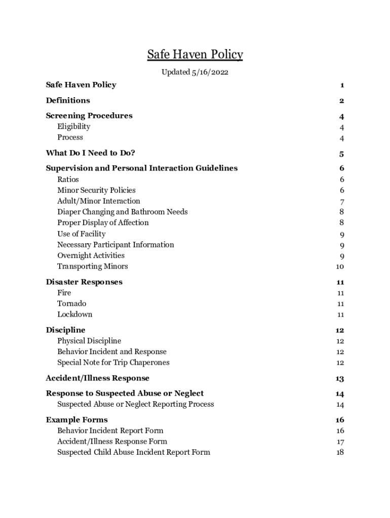 Fillable Online What is Safe Haven? Fax Email Print - pdfFiller