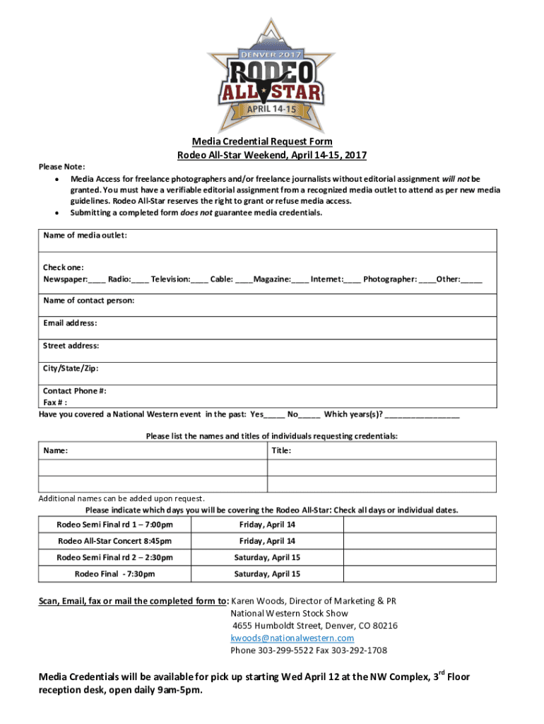 Fillable Online Media Credential Request Form Rodeo ... Fax Email Print - pdfFiller