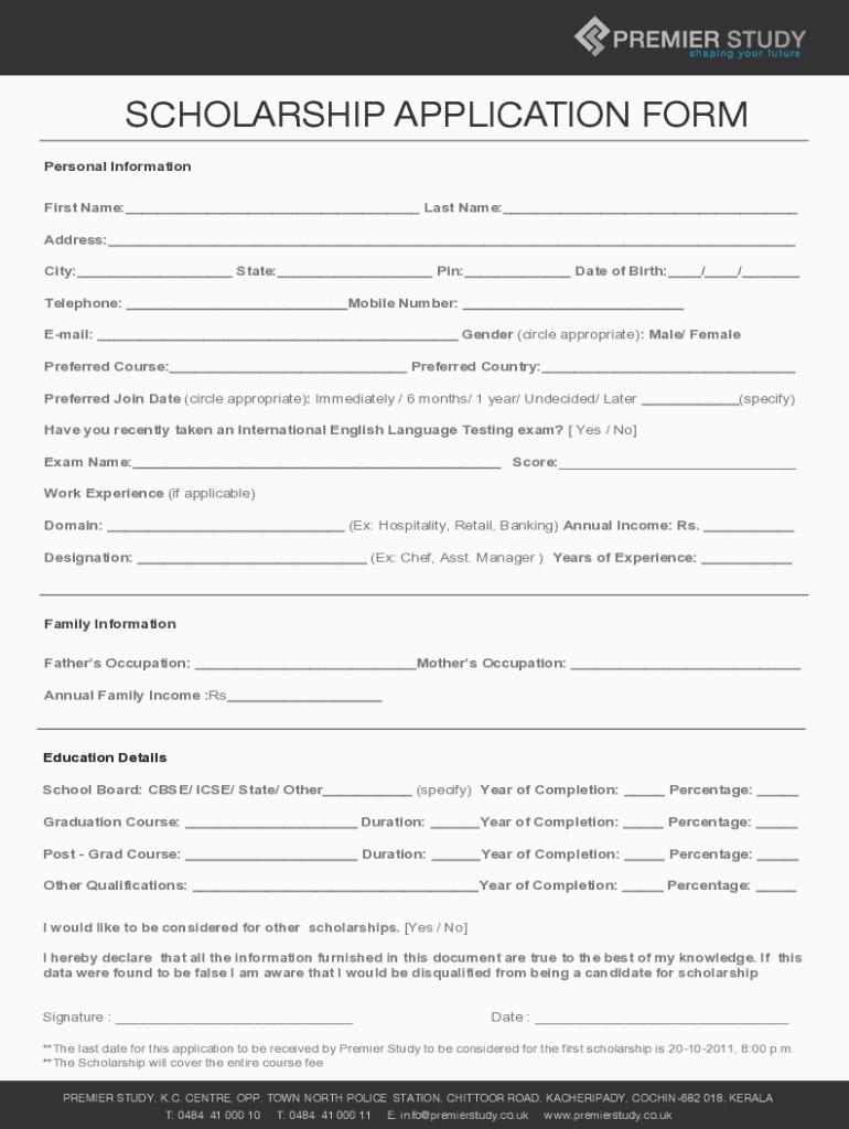 Fillable Online scholarship printable form Fax Email Print - pdfFiller