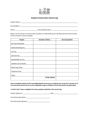 Fillable Online Student Community Service Log.docx Fax Email Print ...