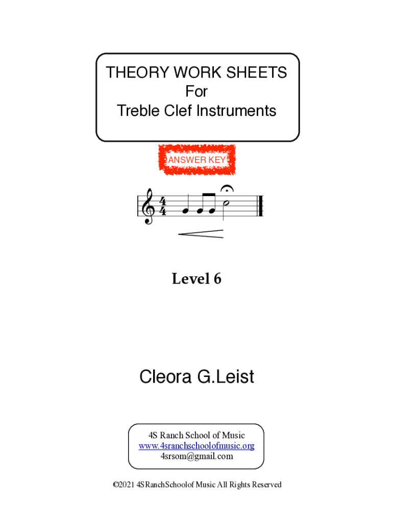 Fillable Online Free Music Theory WorksheetThe Staff/Treble Clef Fax ...