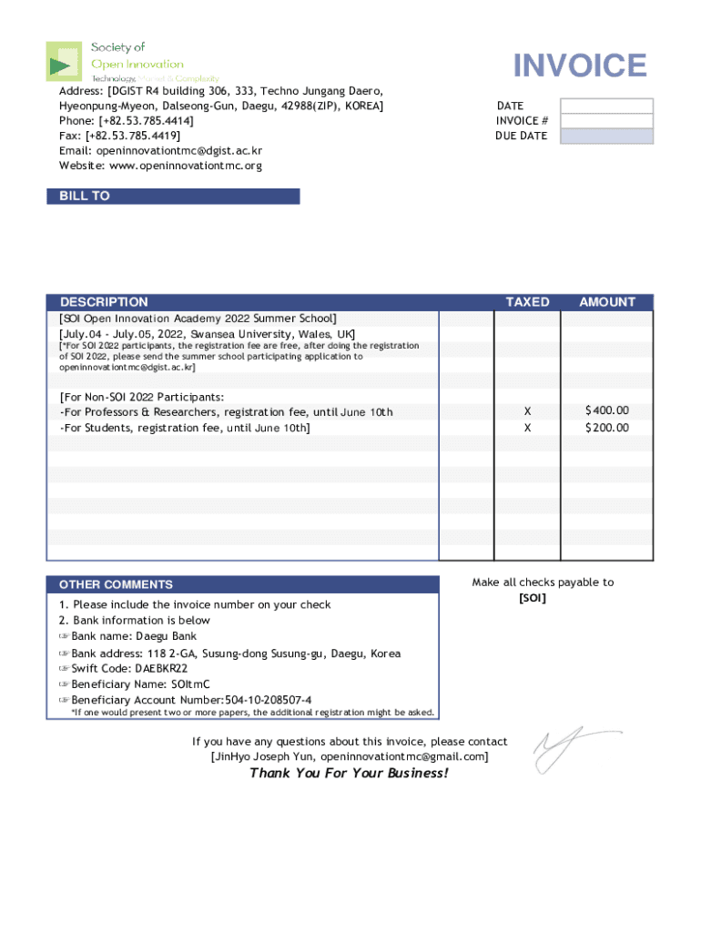 Fillable Online Fillable Online Invoice Template - Society of Open ...