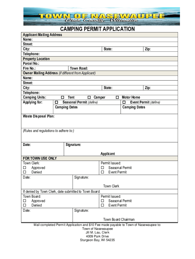 Fillable Online Form CenterPark County Camping Permit Application Fax Email Print - pdfFiller