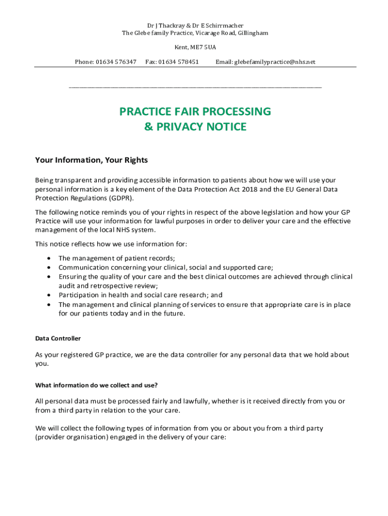 Fillable Online Dr J E Thackray - the Glebe Family Practice Fax Email ...