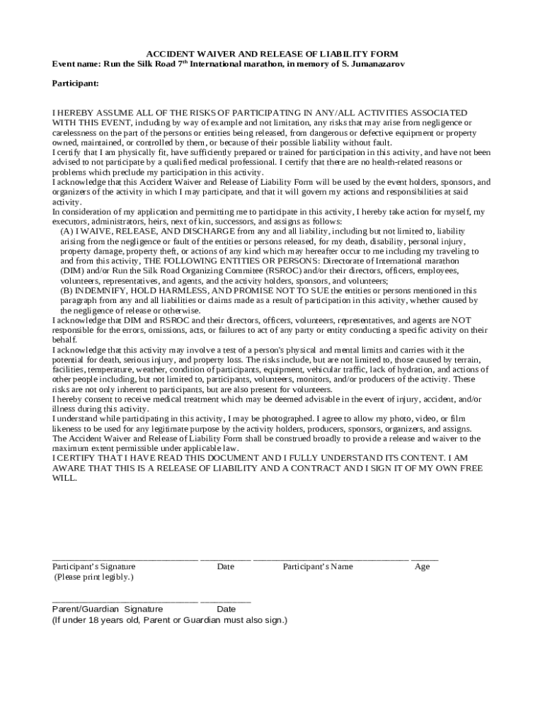 FF ACCIDENT WAIVER AND RELEASE OF LIABILITY.doc Doc Template | pdfFiller