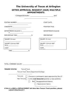 OFFER APPROVAL REQUEST (OAR) MULTIPLE APPOINTMENTS Doc Template | pdfFiller