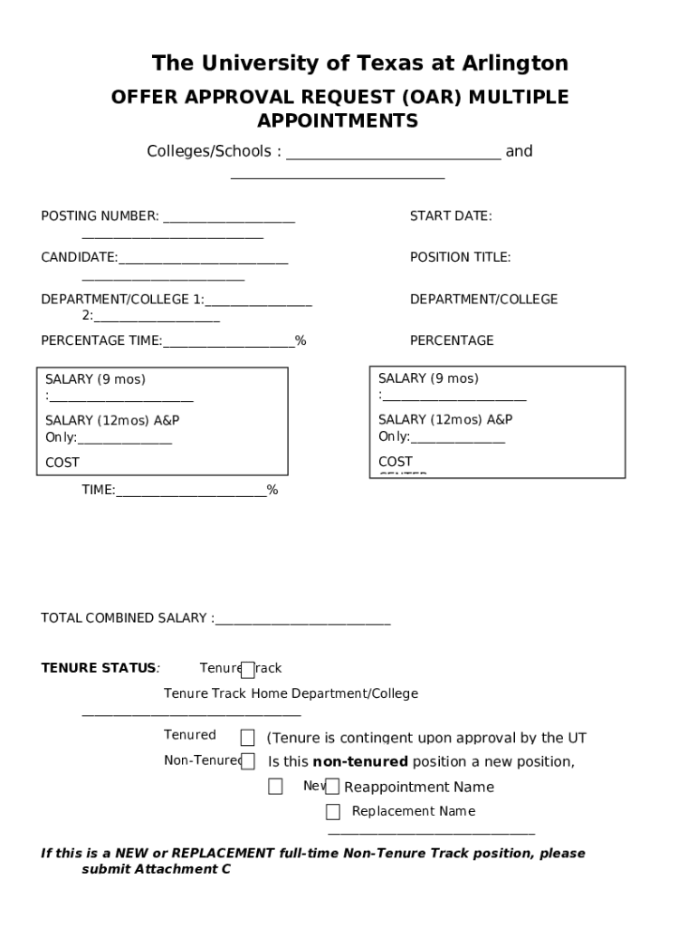 OFFER APPROVAL REQUEST (OAR) MULTIPLE APPOINTMENTS Doc Template | pdfFiller