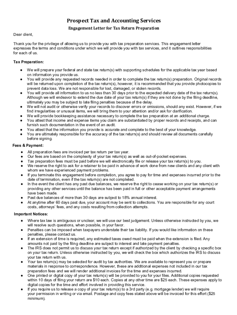 Fillable Online 2022 Individual Tax Return Engagement Letter (R) Fax ...