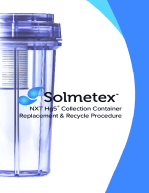 Fillable Online Solmetex NXT Hg5 Collection Container with Recycle Kit ...