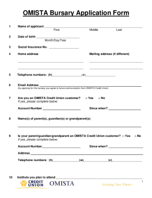 Fillable Online 2021 Bursary Application Form Fax Email Print - pdfFiller