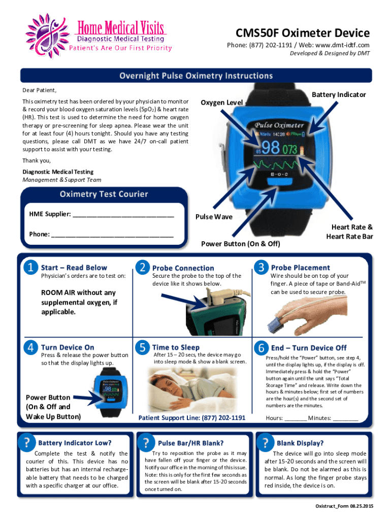 Fillable Online US Stock Wrist Pulse Oximeter Fingertip SpO2 probe ...