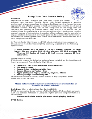 Bring Your Own Device Policy - PDF Free Download Doc Template | pdfFiller