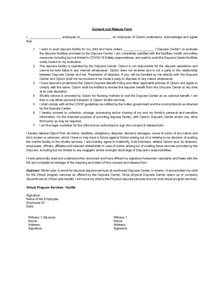 Fillable Online DayCare Benefit Employee Declaration Form India OGS Fax ...