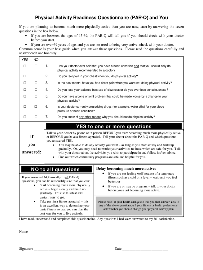 Fillable Online If you are planning to become much more physically ...